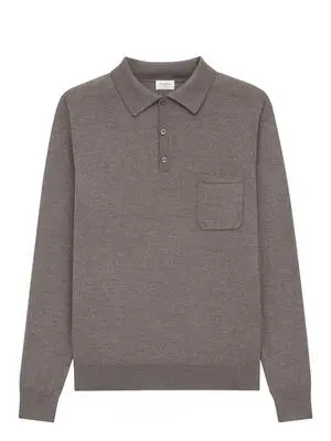 Saint Laurent Wool Long-sleeve Polo Sweater - Grey
