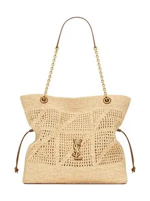 Saint Laurent Jamie Raffia Shopper Bag - Beige