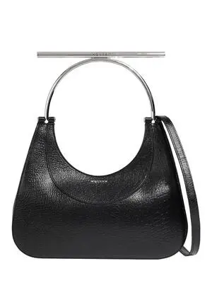 Alexander McQueen Mini T-bar Pebbled-leather Shoulder Bag - Black