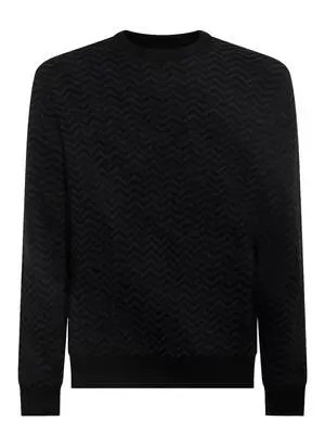 Giorgio Armani Chevron-pattern Sweater - Black