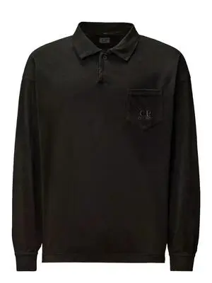 C.P. COMPANY Pocket Longsleeved Polo Shirt - Black