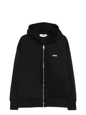 MSGM Logo-print Zip-up Hoodie - Black