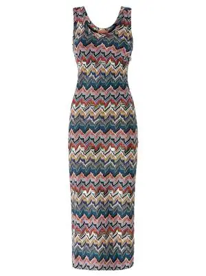Missoni Zigzag Sleeveless Midi Dress - Blue