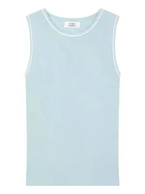 STUDIO TOMBOY Ribbed Trim Sleeveless Top - Blue