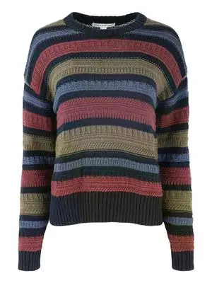 Autumn Cashmere Striped Crew-neck Sweater - Blue