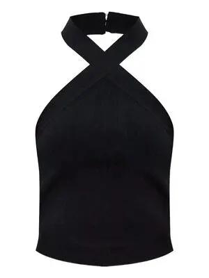 Cult Gaia Cross-neck Ribbed Top - Black