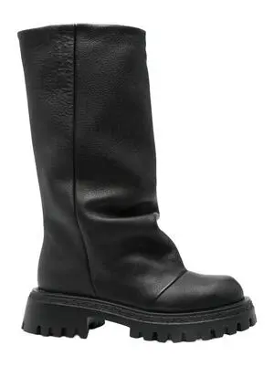 GISEL MOIRE 40mm Slouch Calf-leather Boots - Black