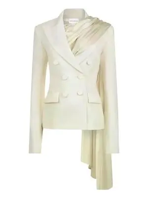 Nina Ricci Draped Scarf Double-breasted Blazer - Neutrals