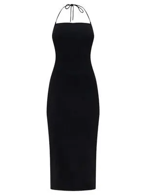 Cult Gaia Halterneck Ribbed Midi Dress - Black
