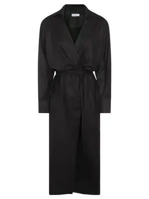 Brunello Cucinelli Wrap-effect Midi Shirt Dress - Black
