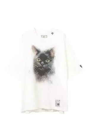 Mihara Yasuhiro Cat-print Text-back T-shirt - White