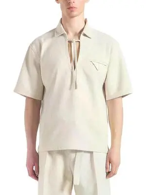 Manière De Voir Norbert Open-collar Textured Drawstring Shirt - Neutrals