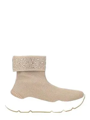 EMANUÉLLE VEE Textile Sock Sneakers - Beige