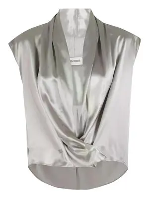 Alberta Ferretti Draped Satin Top - Grey