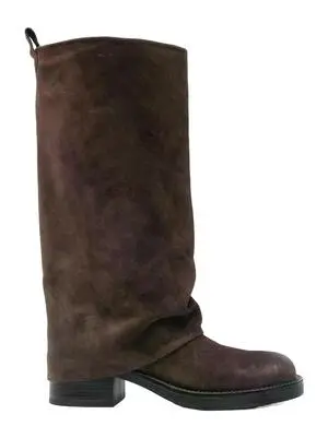 GISEL MOIRE 40mm Slouchy Suede Boots - Brown