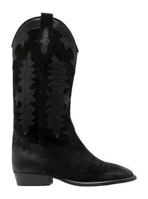 GISEL MOIRE 20mm Leather Cowboy Boots - Black