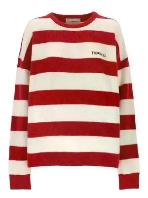 Fiorucci Striped Crew-neck Sweater - White