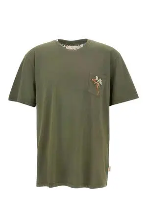 BOB Embroidered-pocket Crew-neck T-shirt - Green