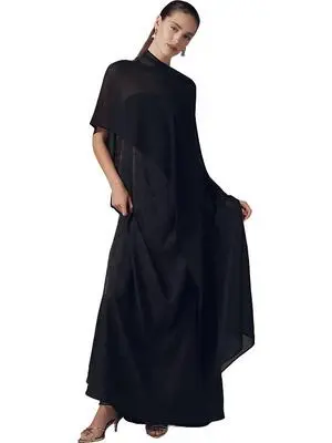 DIARRABLU Tubi Cape Maxi Dress - Black