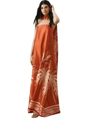 DIARRABLU Tubi Cape Maxi Dress - Dark Orange