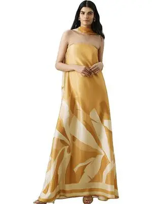 DIARRABLU Tubi Cape Maxi Dress - Yellow