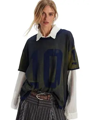 Free People We The Free Laid Back Tee Indigo Combo