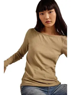 Free People We The Free Long Sleeve Off-the-Shoulder Cotton Top Python