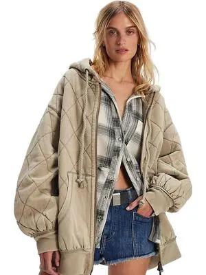 Free People We The Free Quilted Zip-up Cardigan - Laurel Oak