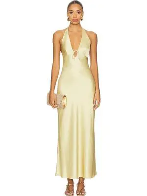 NIA Otis Halter Midi Dress - Lemongrass