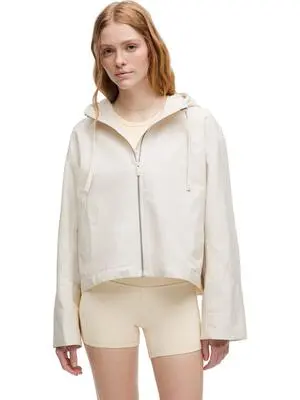 Lululemon Water-resistant Cropped Hooded Jacket - Light Ivory/sheer Oak