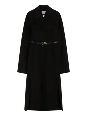 Sportmax Belted Virgin Wool Coat - Black