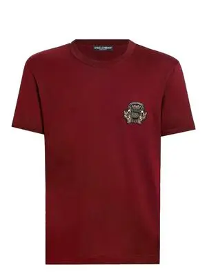 Dolce & Gabbana Cotton T-shirt With Heraldic Patch - Red