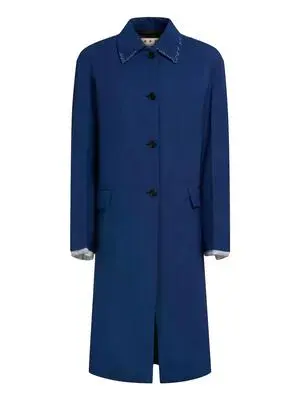 Marni Contrasting-stitch Single-breasted Coat - Blue