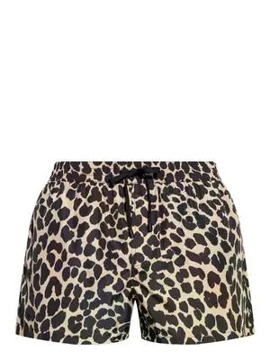 Balmain Leopard-print Drawstring Swim Shorts - Neutrals