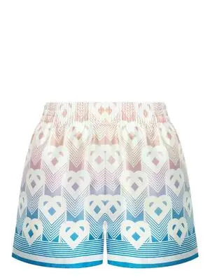 Casablanca Monogram-print Silk Shorts - Blue