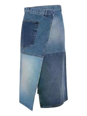 Philosophy Di Lorenzo Serafini Patch Denim Midi Skirt - Blue