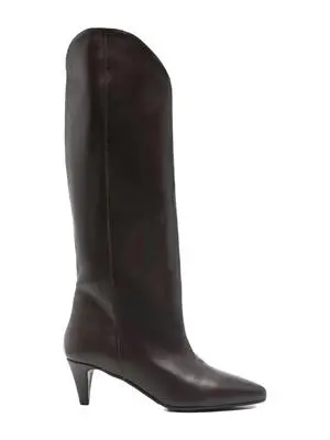 GISEL MOIRE 50mm Calf-leather Pointed-toe Boots - Brown