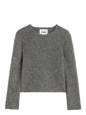 JIL SANDER Ribbed Knit Crew Neck Sweater - Grey