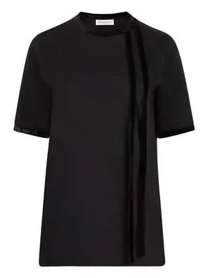 Nina Ricci Velvet-trimmed Short-sleeve Top - Black