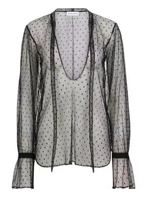 Nina Ricci Polka-dot Ruffled Top - Black