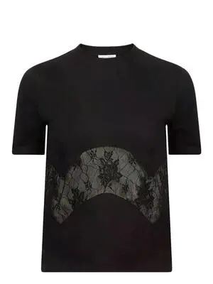 Nina Ricci Lace-insert Cotton T-shirt - Black