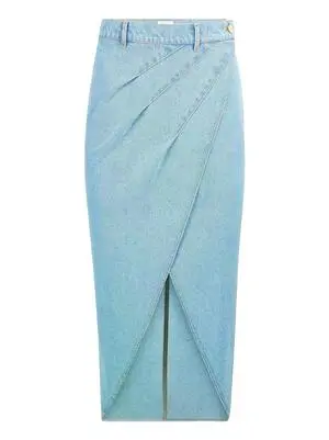 Nina Ricci Draped Denim Midi Skirt - Blue