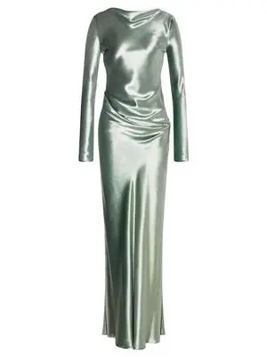 Alberta Ferretti Satin Long Dress - Green