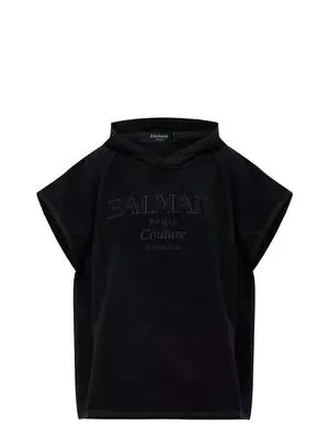 Balmain Logo-embroidered Poncho - Black