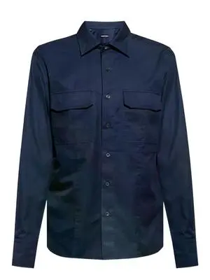 TOM FORD Double-pocket Cotton Shirt - Blue
