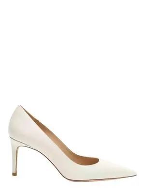 STUART WEITZMAN 75mm Pointed-toe Leather Pumps - White
