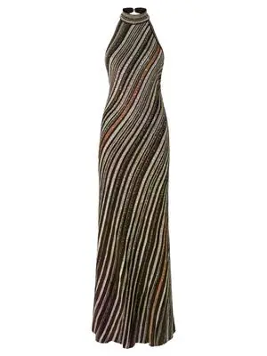 Missoni Halterneck Striped Maxi Dress - Brown