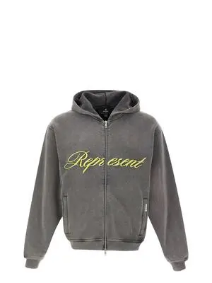 REPRESENT Contrasting-detail Zip-up Hoodie - Grey