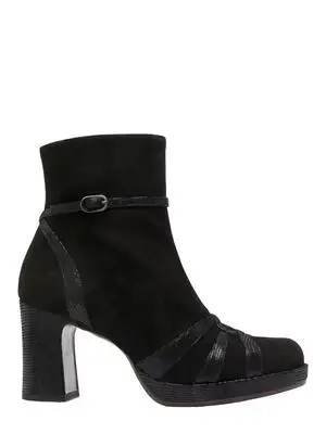 Chie Mihara 80mm Buckle-strap Suede Boots - Black