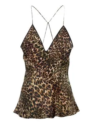 NILI LOTAN Emile Leopard-print Cami Top - Brown